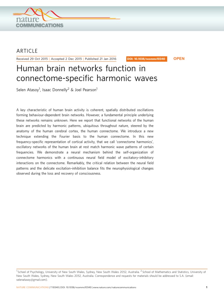 Connectome-Specific Brain Harmonics | PDF | Neural Oscillation | Brain
