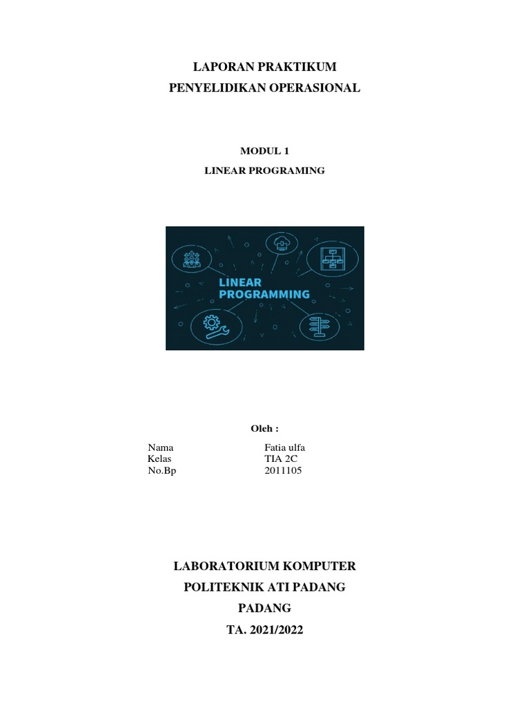 Laporan Penyelidikan Operasional Modul 1 Fatia Ulfa | PDF | Metode & Bahan Ajar | Komputer