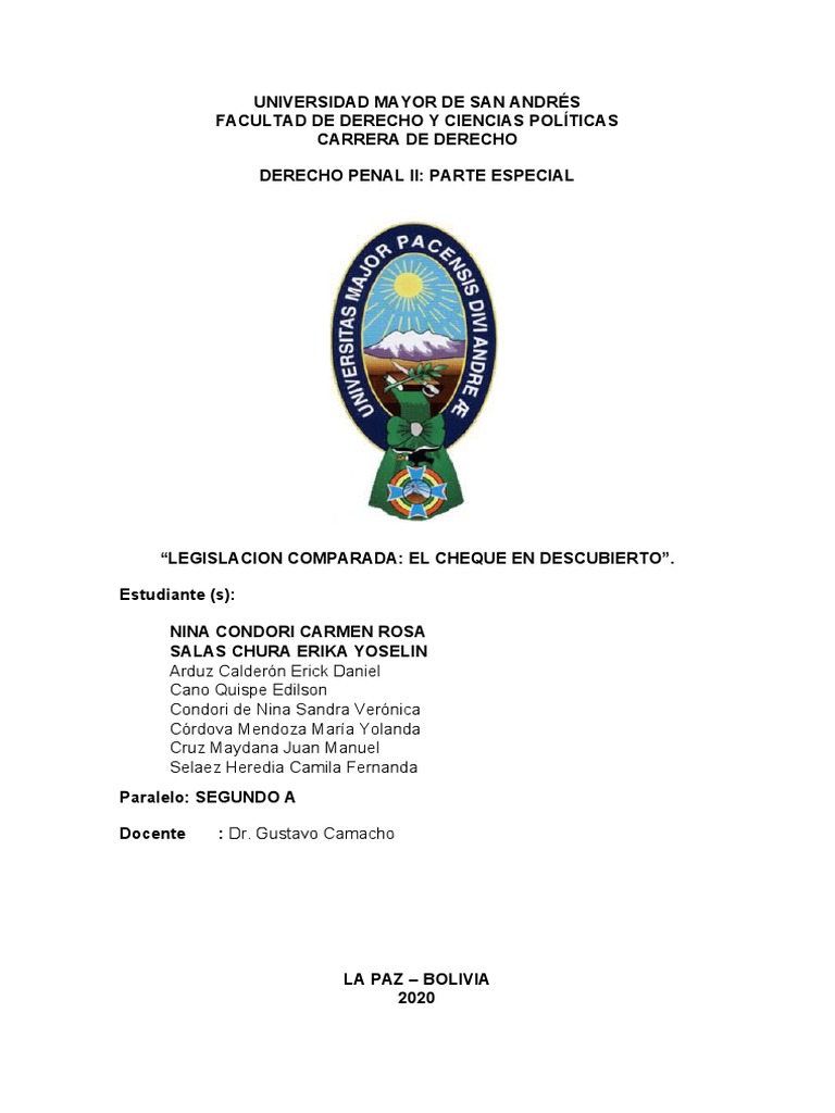 Legislacion Comparada | PDF | Cheque | Derecho penal
