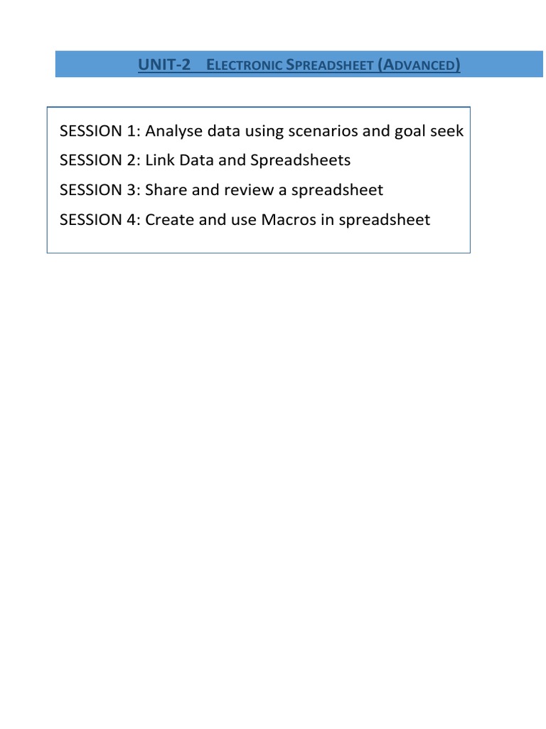 UNIT 2 Electronic Spreadsheet | PDF