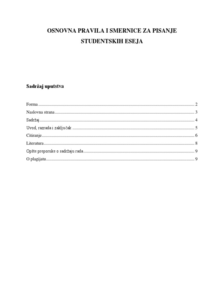 Pravila I Smernice Za Pisanje Eseja | PDF