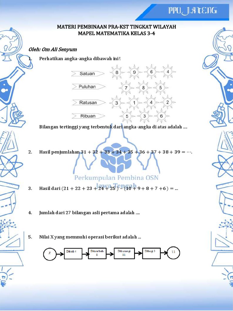 Soal Pembinaan KST Matematika SD Kelas 3 4 Ppo Jateng | PDF