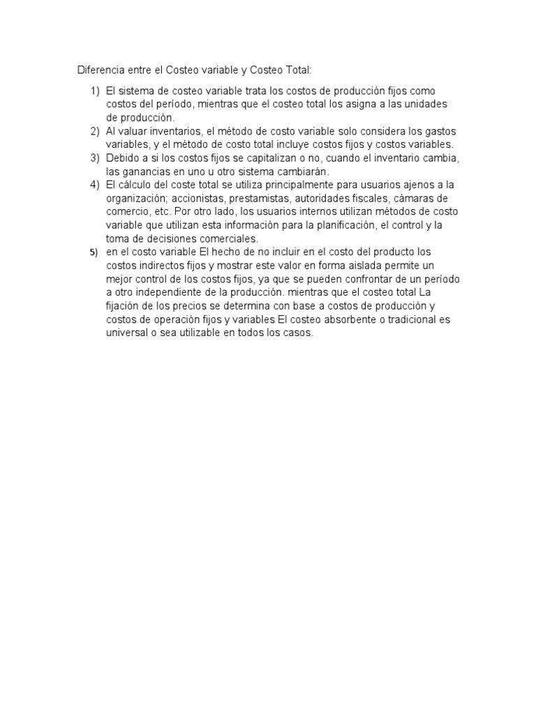 Costeo Variable vs. Costeo Total: Claves | PDF | Tecnología