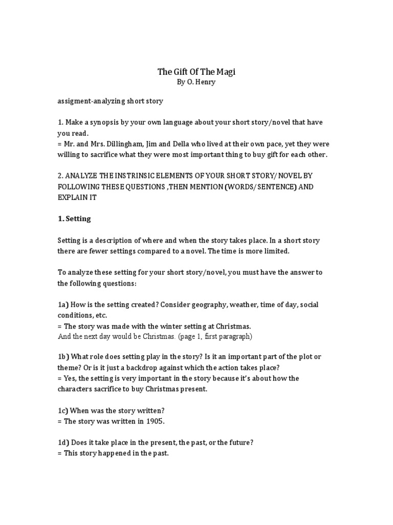 Analyzing "The Gift of the Magi" | PDF | Narration