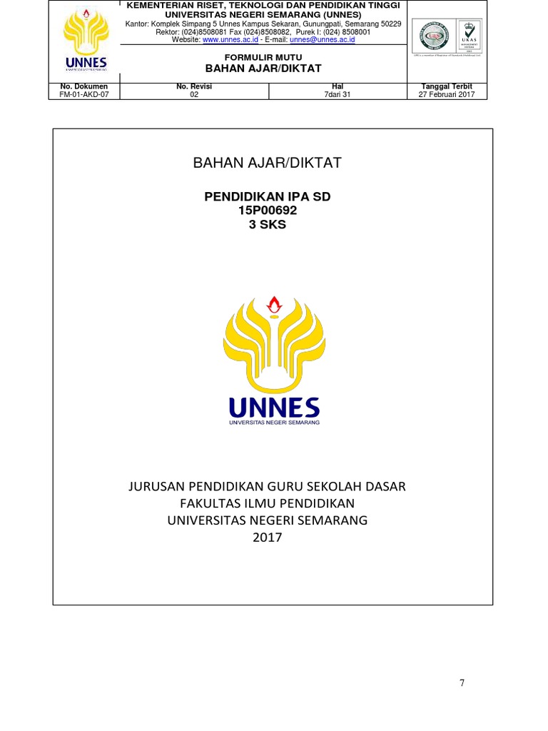 Pendidikan IPA di UNNES untuk SD | PDF