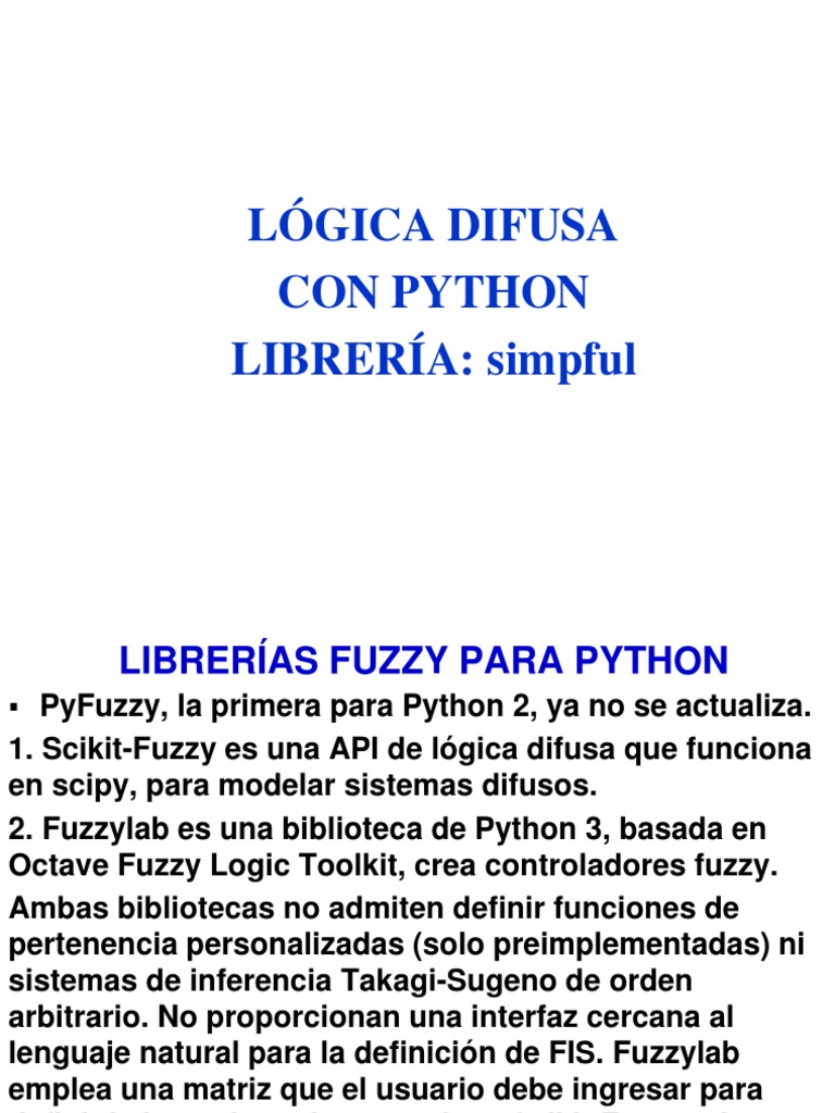 Lógica Difusa en Python con simpful | PDF | Lógica difusa | Python (lenguaje de programación)