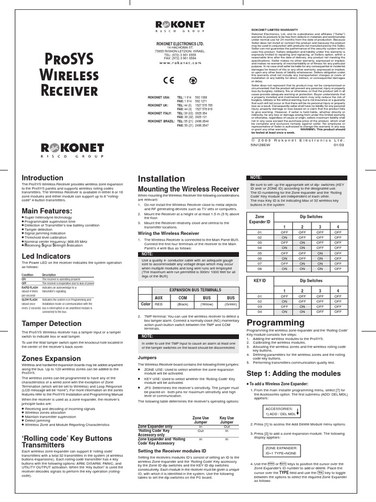 Prosys Wireless Receiver: Installation | PDF | Radio | Transmitter