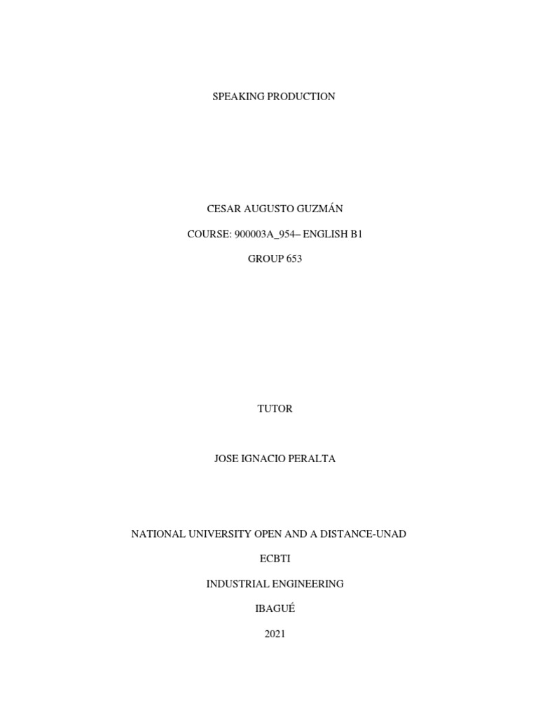 Task. 4 Speaking Production | PDF