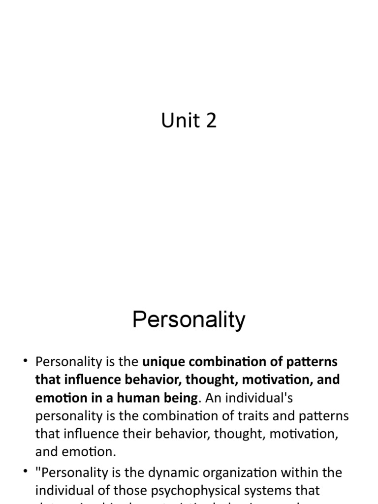 Unit 2 PPT Personality | PDF | Motivational | Motivation