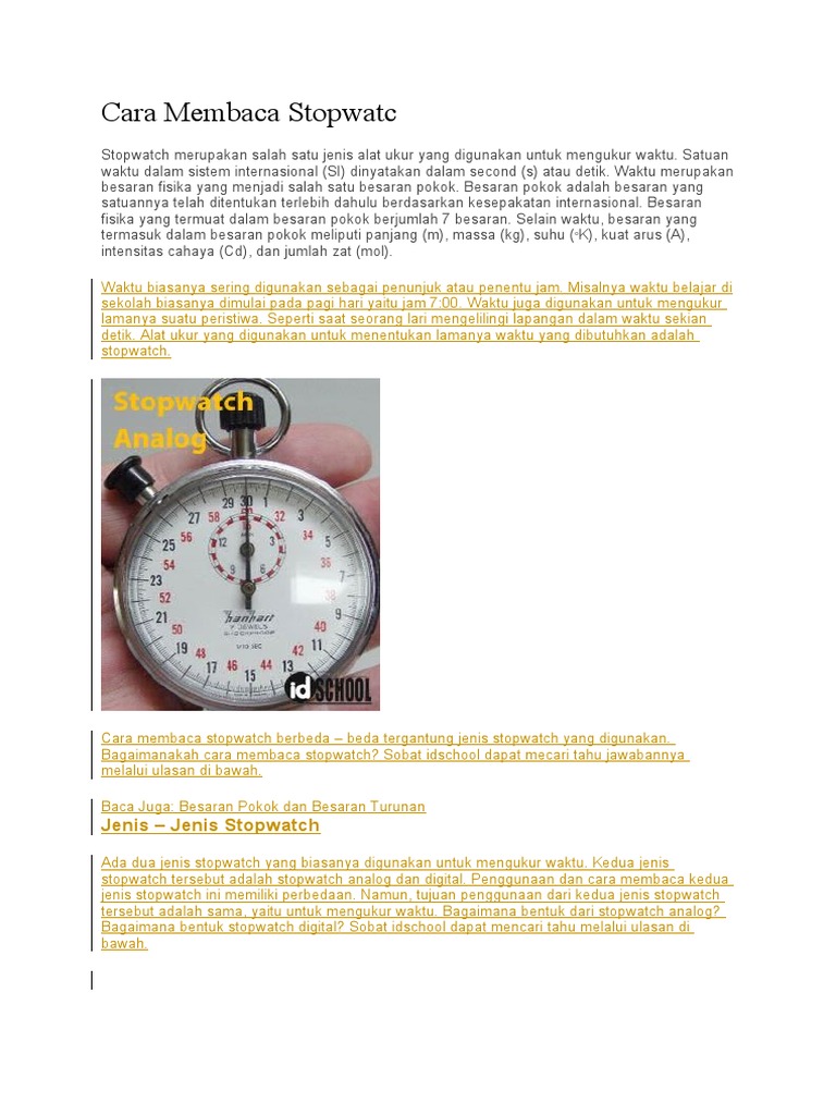 Cara Membaca Stopwatc | PDF