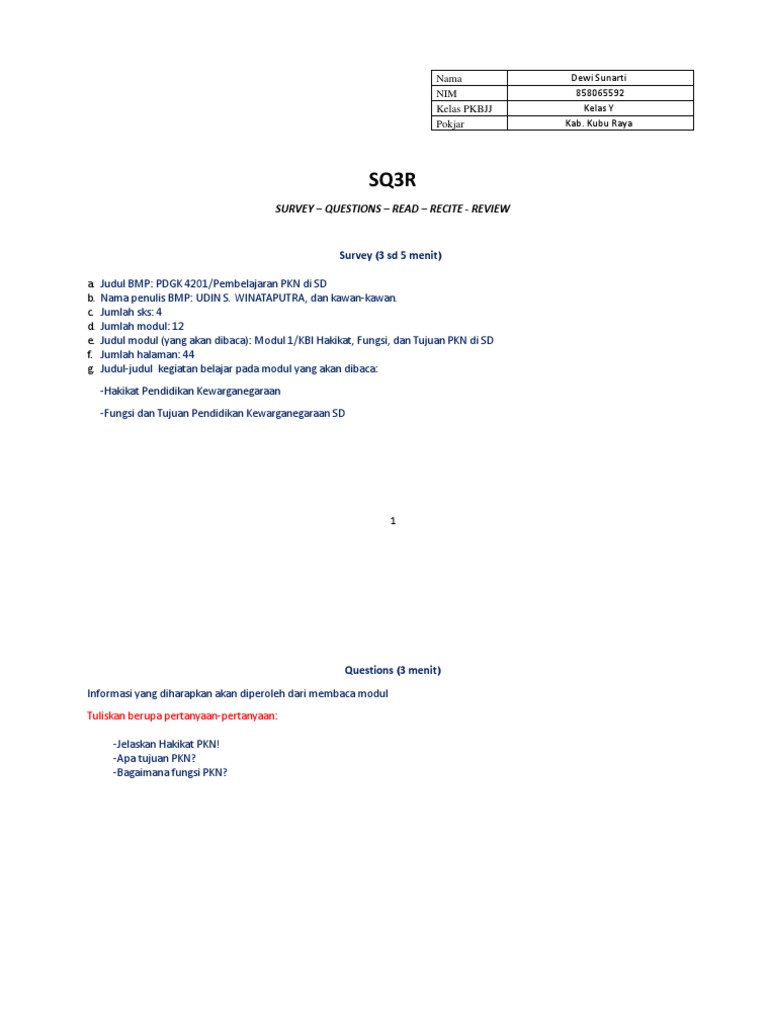 SQ3R | PDF | Karier & Perkembangan