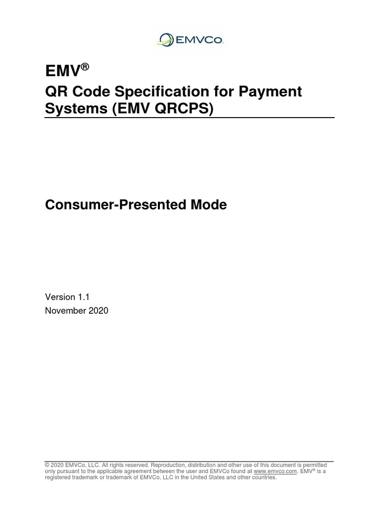 EMVCo Consumer Presented QR Specification v1.1 | PDF | Emv | Qr Code