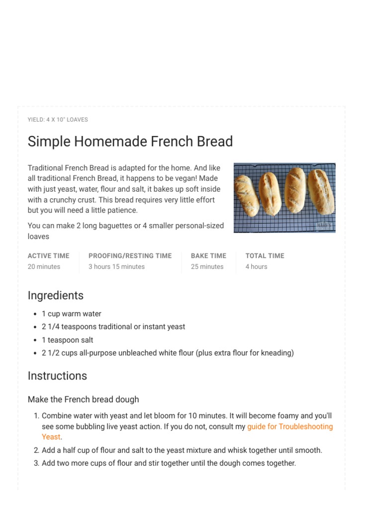 Simple Homemade French Bread | PDF | Breads | Dough