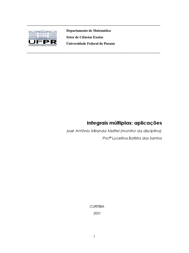 Aplicações de Integrais Múltiplas | PDF | Função densidade | Massa