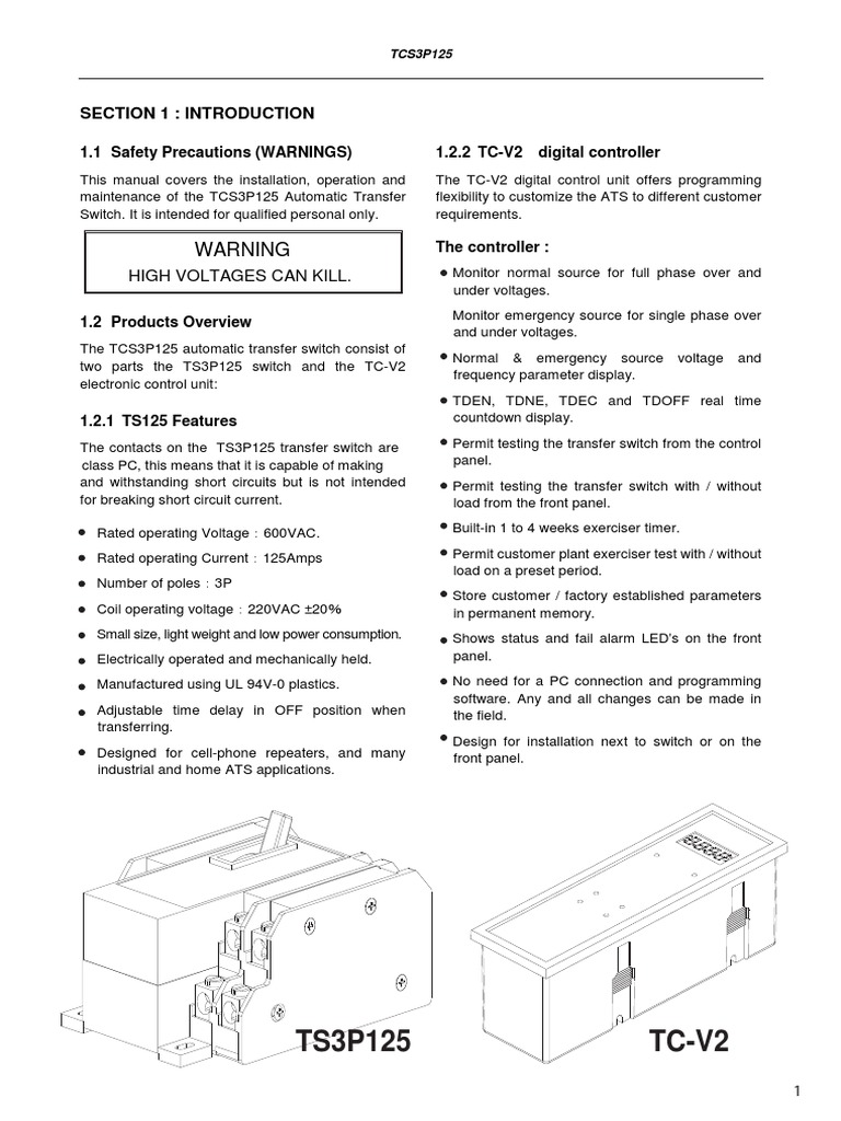 Ats 125 Amps Manual | PDF | Switch | Electronics