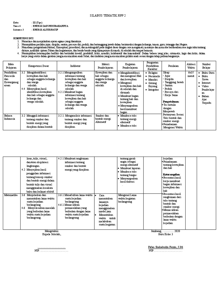 Perangkat Pembelajaran RPP 2 Full | PDF
