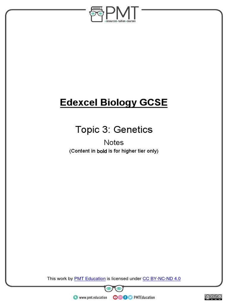 Edexcel Biology GCSE: Topic 3: Genetics | PDF | Dominance (Genetics ...