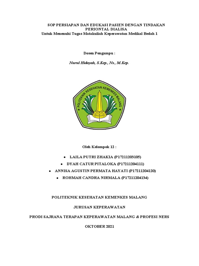 SOP Persiapan & Edukasi Pasien Peritoneal Dialisa | PDF