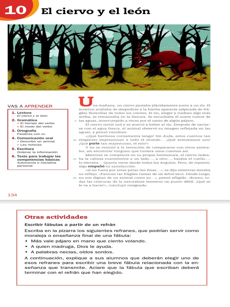 El Ciervo y El León | PDF | Fábula | León