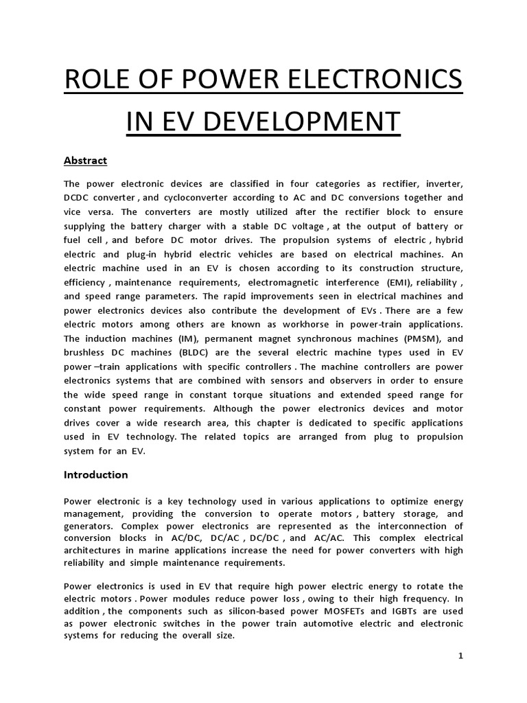 Role of Power Electronics in Ev Development | PDF | Electric Vehicle ...