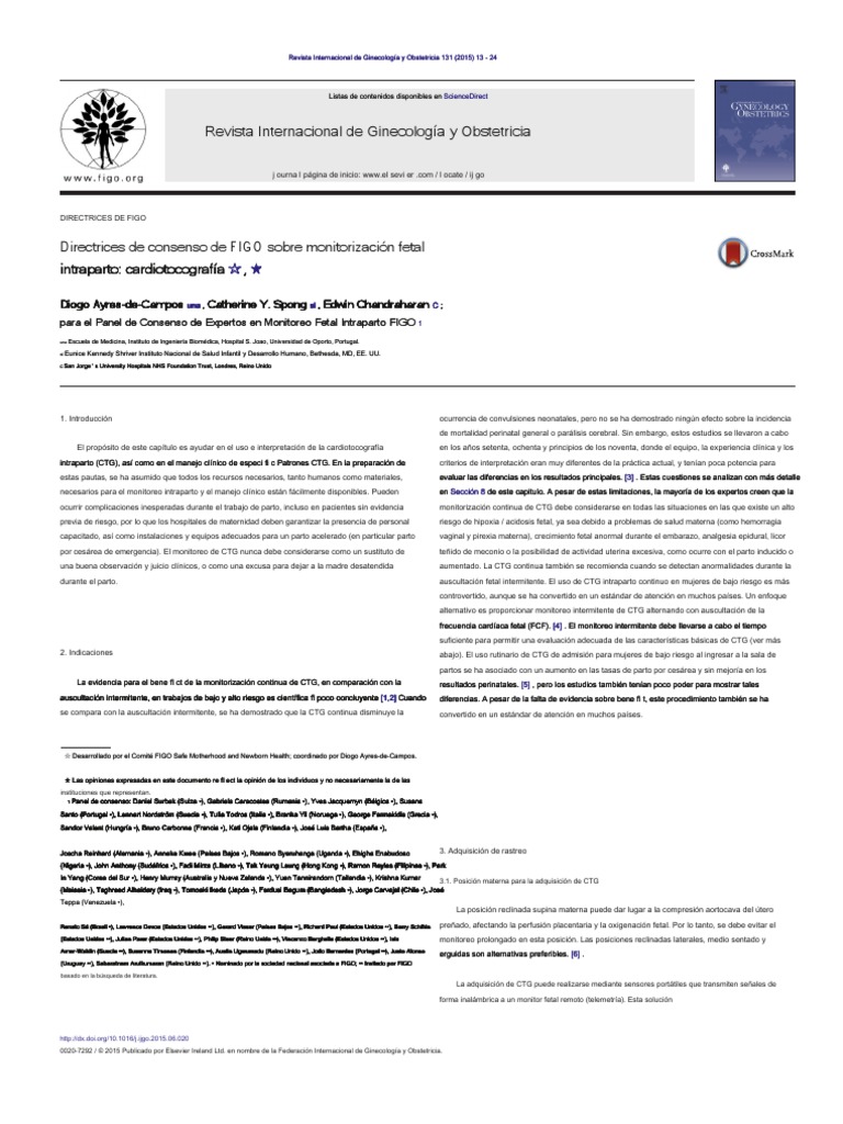 FIGO guidelines intrapartum fetal monitoring 2015 en español | PDF ...