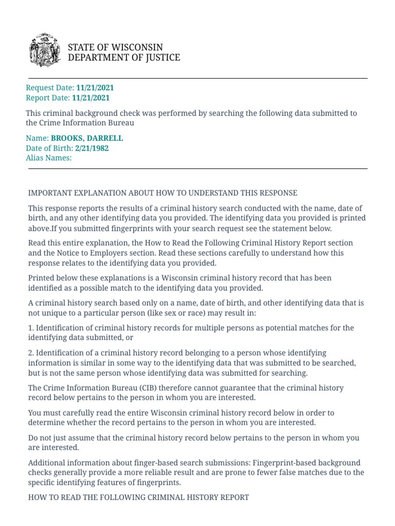 Darrell Brooks Background Check | PDF | Criminal Record | Wisconsin ...