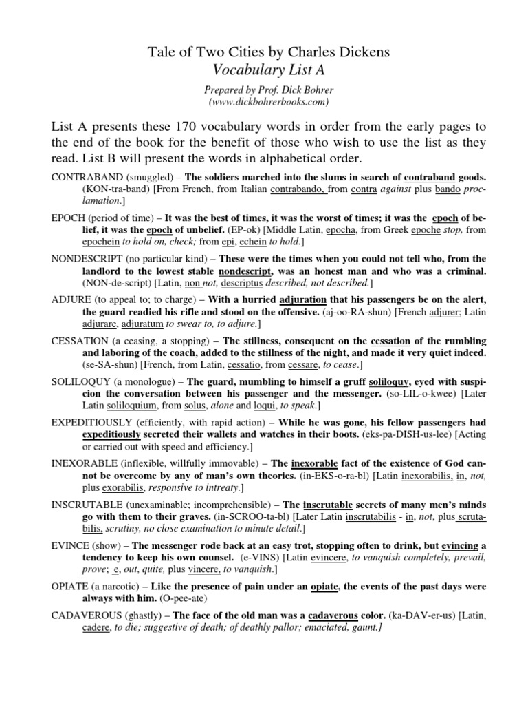 Tale of Two Cities Vocabulary | PDF | A Tale Of Two Cities