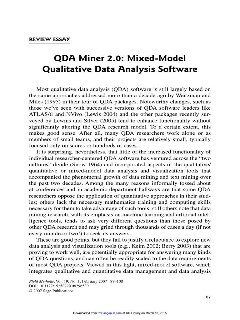 QDA Miner 2.0: Mixed-Model Qualitative Data Analysis Software ... QDA Miner 2.0: Mixed-Model Qualitative Data Analysis Software ...