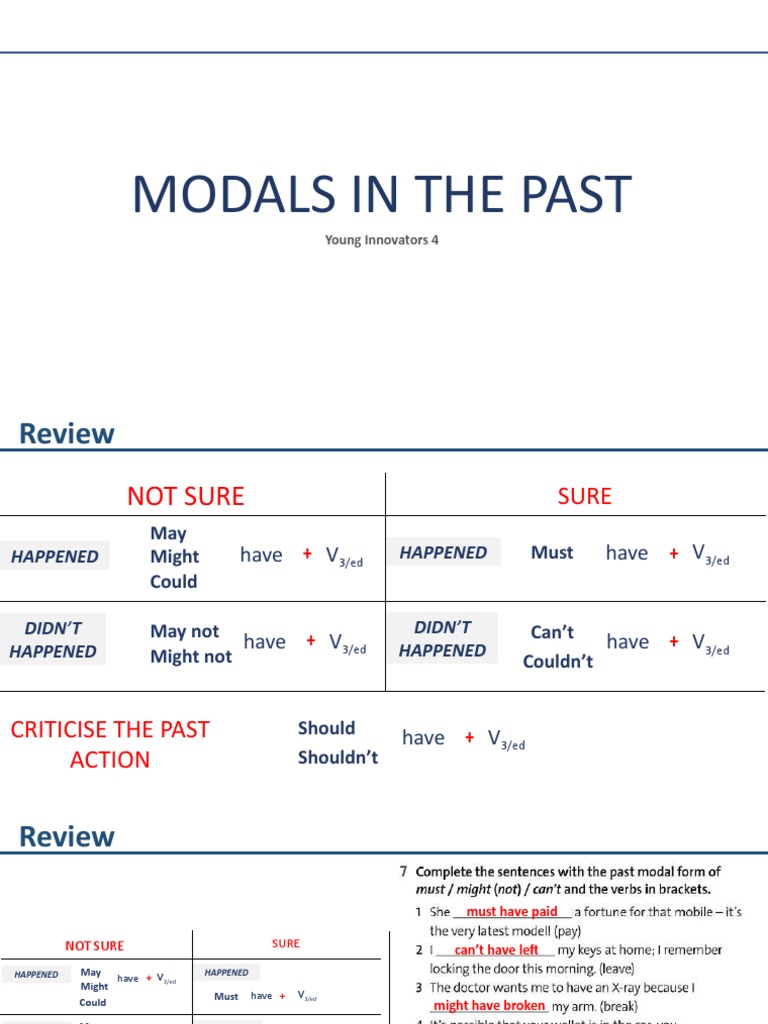 Modals in The Past: Young Innovators 4 | PDF | Linguistics | Syntax