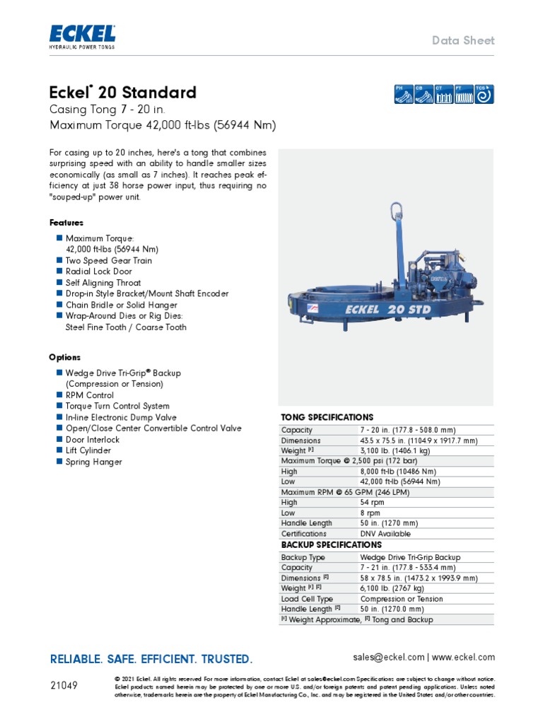 Eckel® 20 STD | PDF | Vehicle Technology | Machines