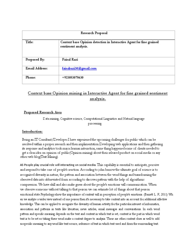 Context-Based Sentiment Analysis: Developing an Interactive Agent for Fine-Grained Opinion ...