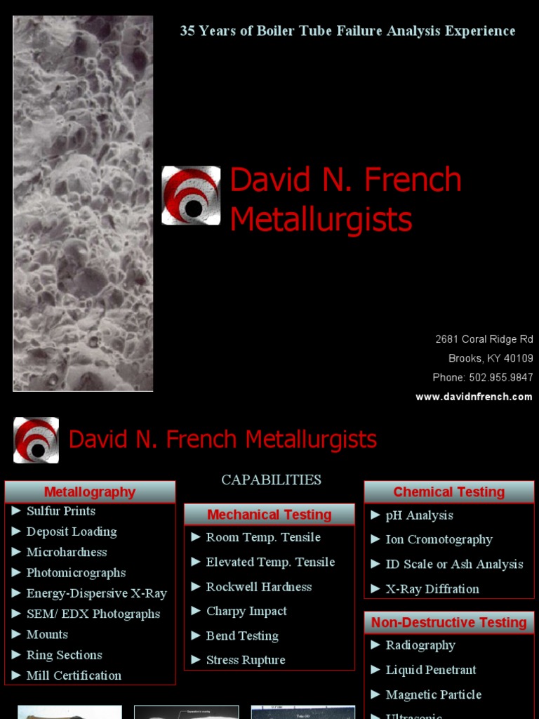 David N. French Metallurgists: 35 Years of Boiler Tube Failure Analysis ...