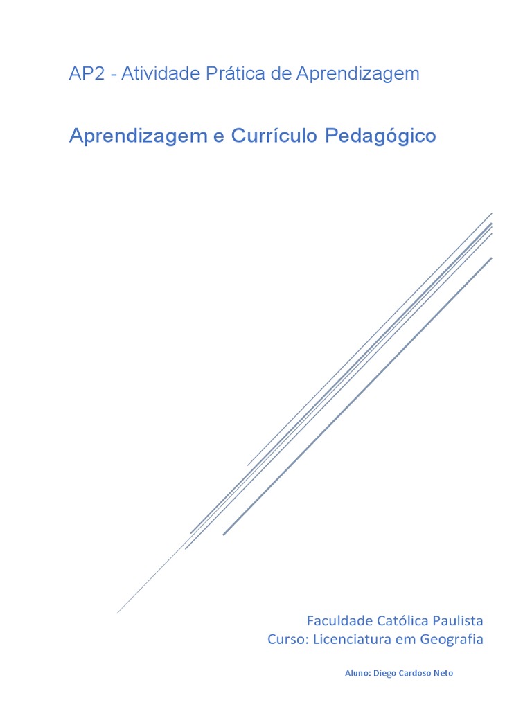 AP2 - Atividade Prática de Aprendizagem Geografia | PDF | Aprendizado | Pedagogia