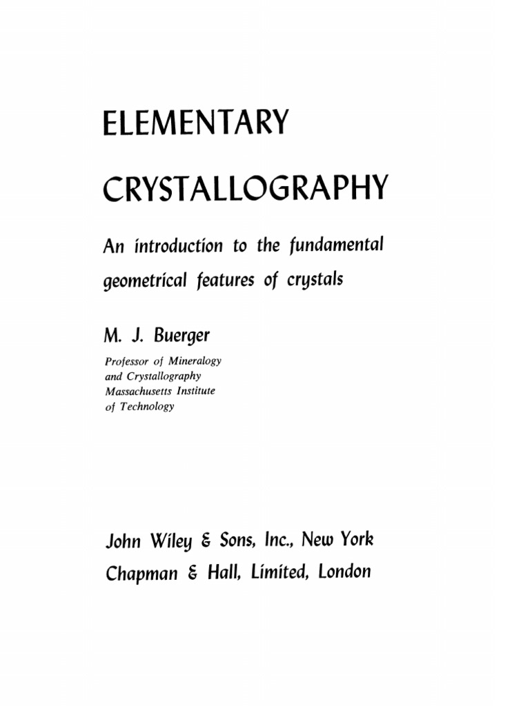 Elementary Crystallography - Martin Julian Buerger | PDF