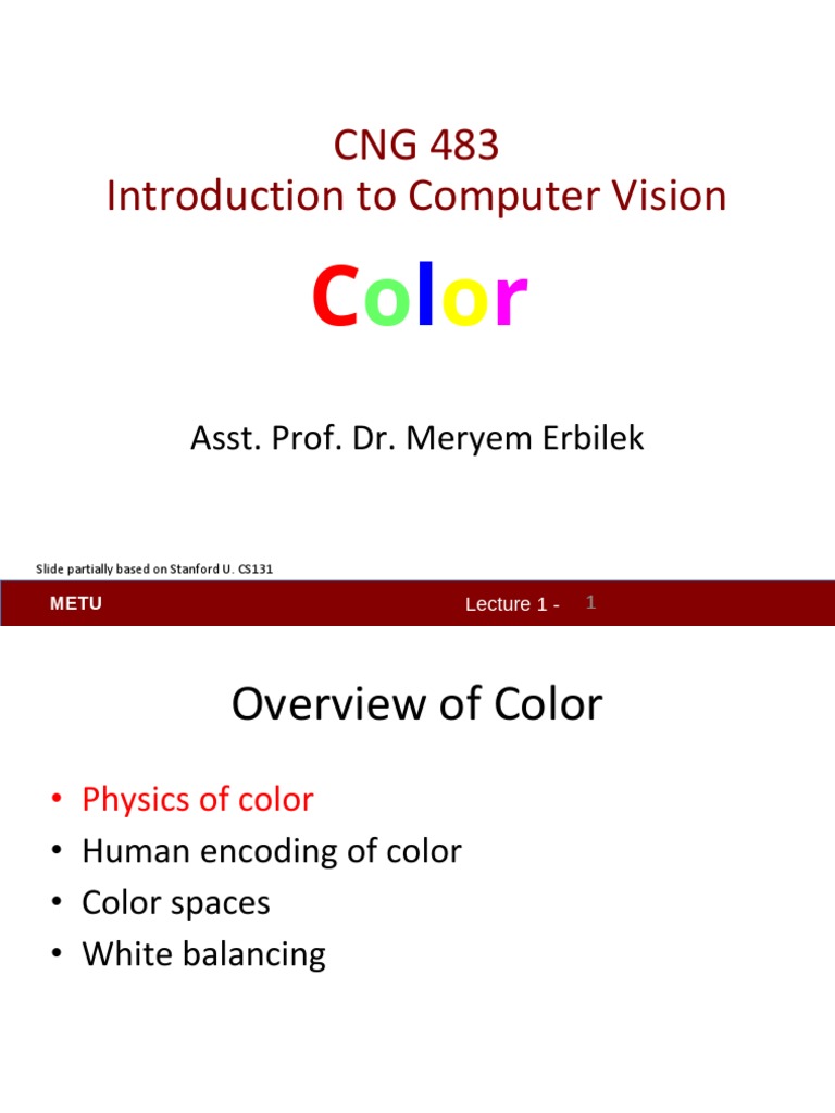 CNG 483 Introduction To Computer Vision: Asst. Prof. Dr. Meryem Erbilek ...