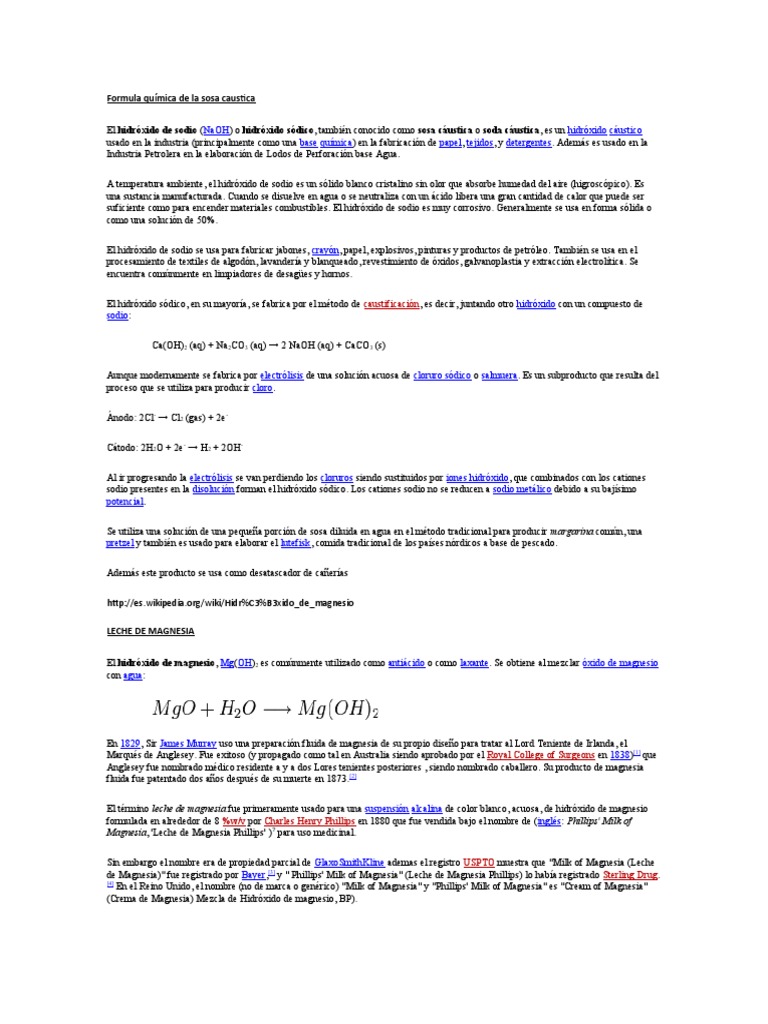 Sosa Caustica | PDF | Hidróxido de sodio | Ácido acético