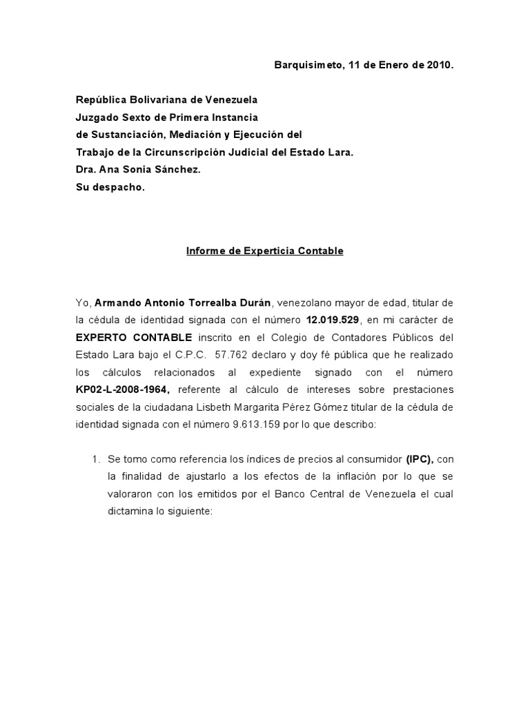 Informe Caso Lisbeth Perez | PDF | Venezuela | Dinero