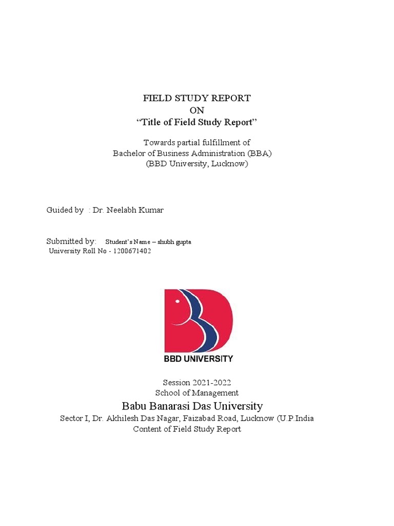 Field Study Project Shubh | PDF