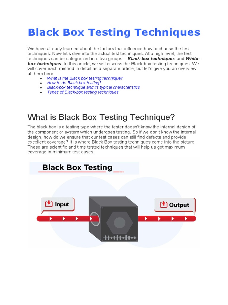 Black Box Testing Techniques | Download Free PDF | Computer Science ...