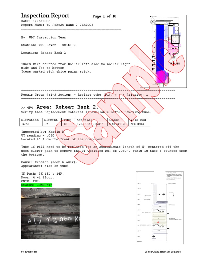 Inspection Report: Area: Reheat Bank 2 | PDF | Materials | Applied And ...