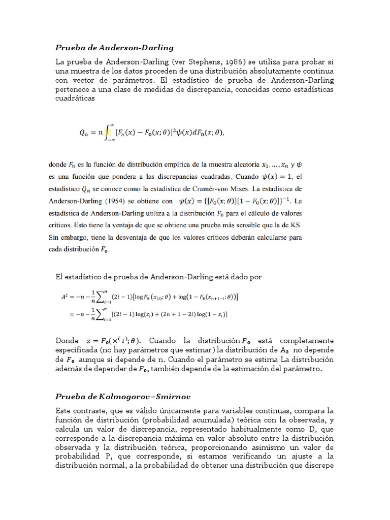 Prueba de Normalidad: Anderson-Darling | PDF | Distribución normal | Estadísticas