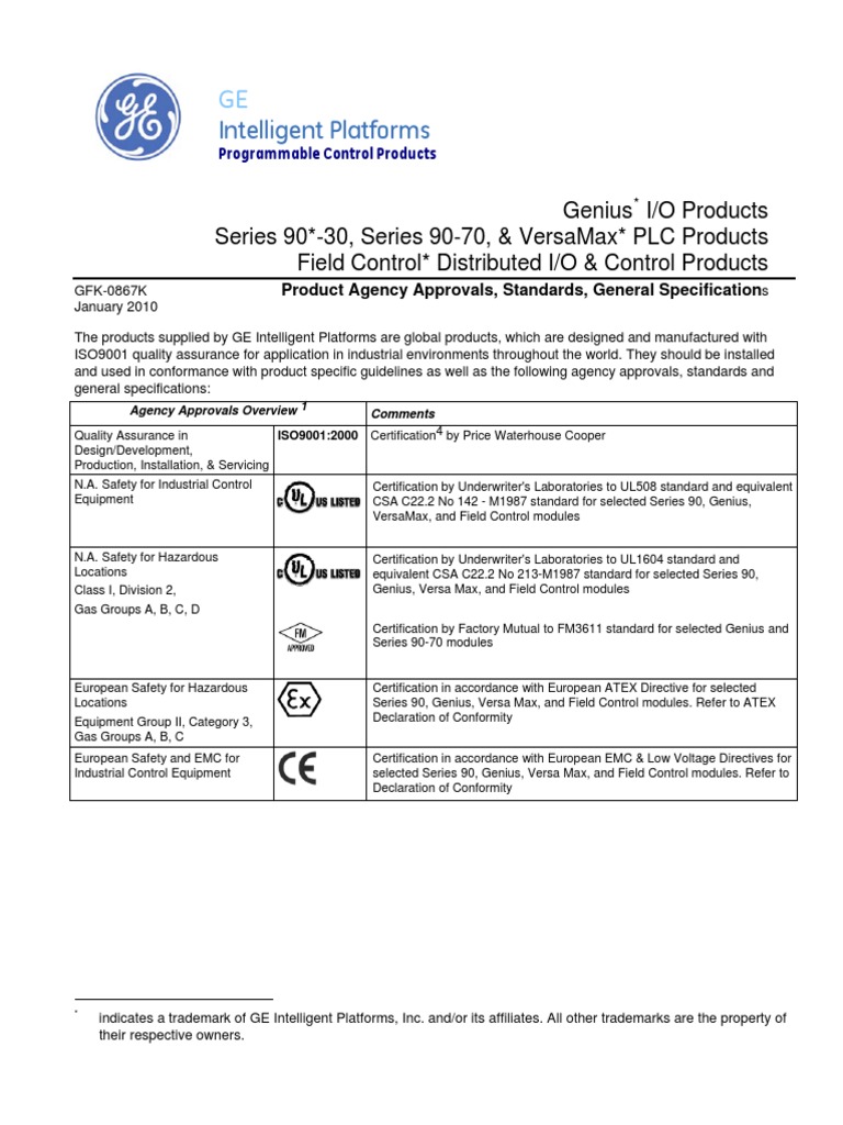 GFK0867K | PDF | Programmable Logic Controller | Electromagnetic Compatibility