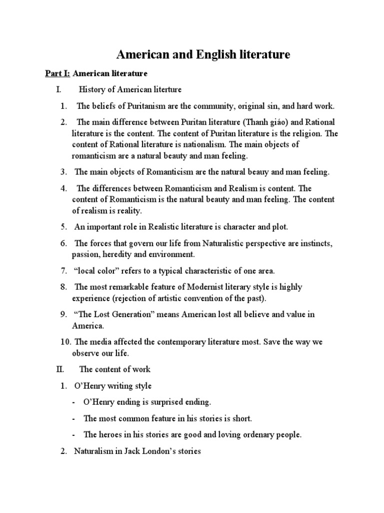 American and English Literature | PDF