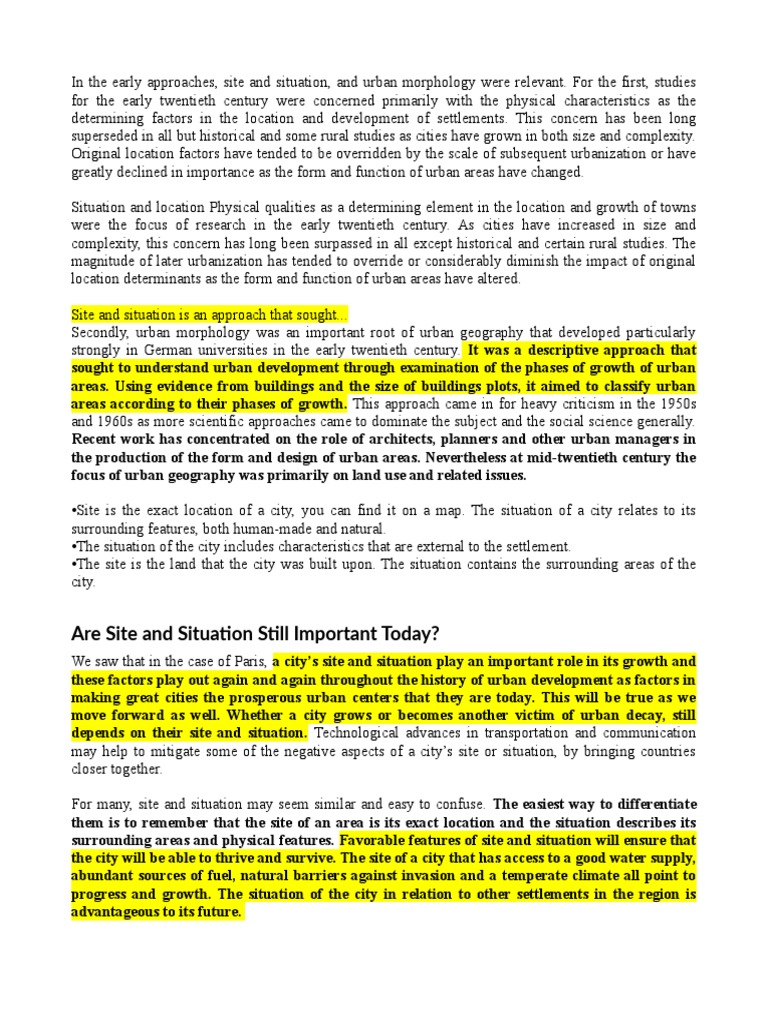 Are Site and Situation Still Important Today? | PDF | Geography | Village
