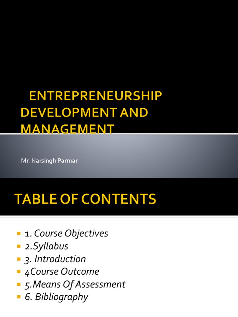 Entrepreneurship Development and Management | PDF | Entrepreneurship ...