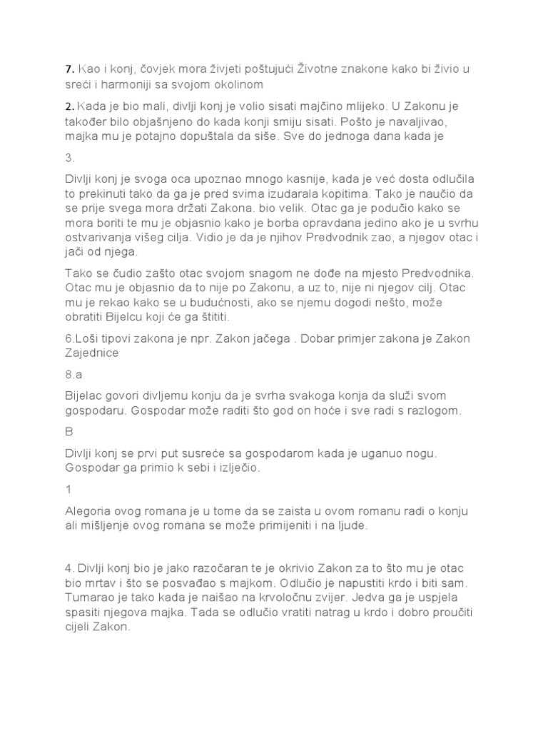 Lektira DIVLJI KONJ | PDF