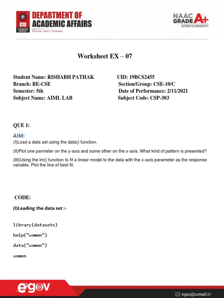 AIML Worksheet 07 | PDF