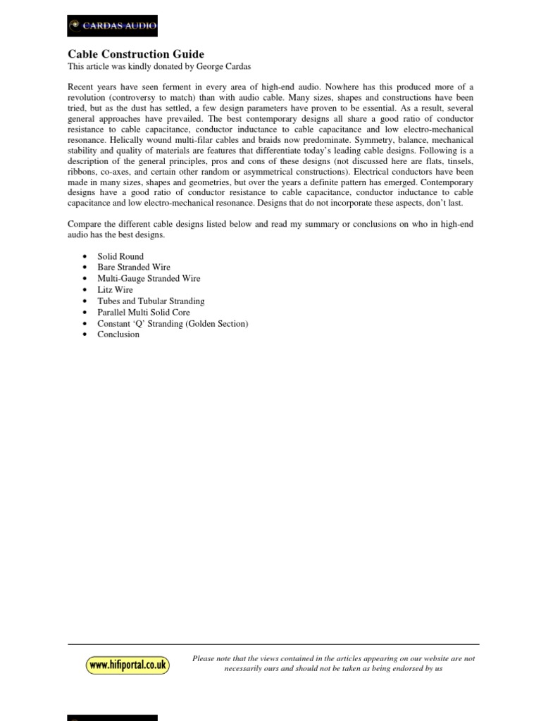 Cable Construction Guide | PDF | Wire | Electrical Conductor