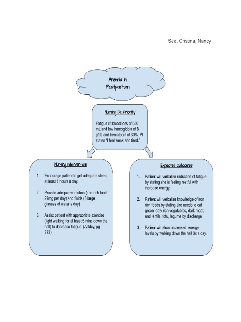 Anemia in Postpartum Concept Map | PDF