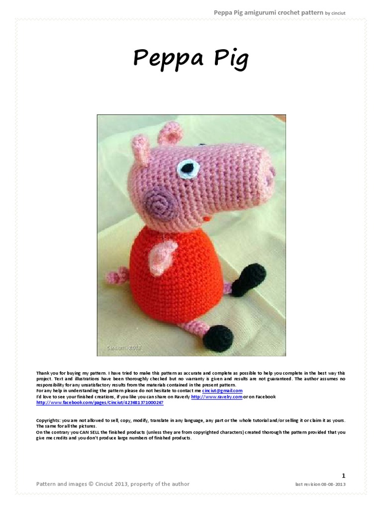 Tutorial Amigurumi Peppa Pig Amigurumi Crochet Peppa Pig George Free